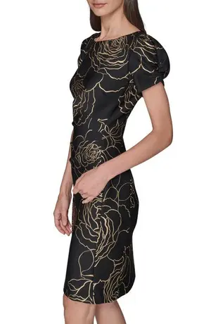 Karl Lagerfeld Paris Metallic Floral Sheath Dress