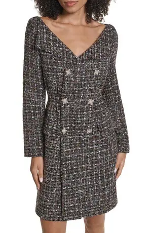 Karl Lagerfeld Paris Tweed Mini Coatdress