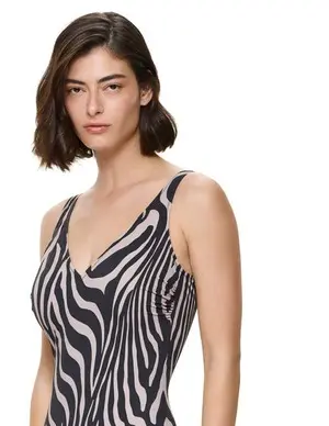 GOTTEX Tanzania V-neck One Piece Swimsuit - Brown-multi