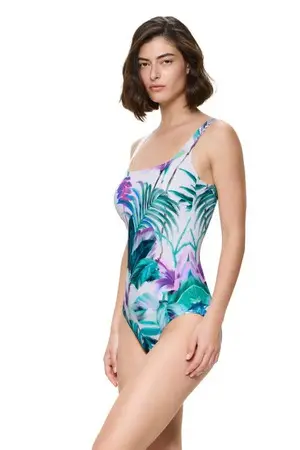 GOTTEX Paradise Beauty Square Neck One Piece Swimsuit - Multicolor