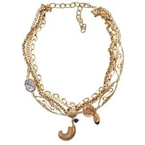 GEM KINGDOM Multi-strand Charm Necklace - Gold/red