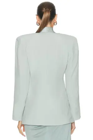 Burc Akyol Satin Draped Blazer In Blue