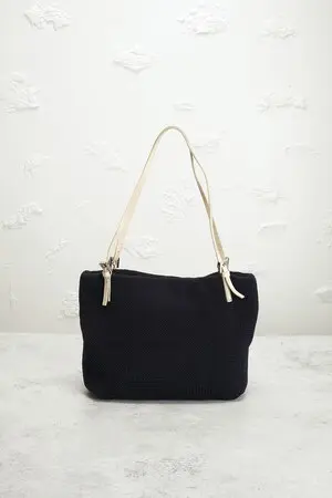 Fendi Knit Tote Bag In Navy