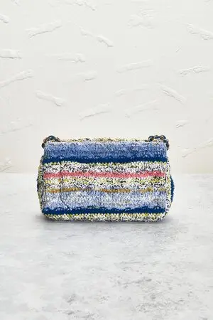 Chanel Tweed Mini Rectangular Flap Bag In Baby Blue