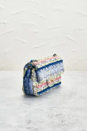 Chanel Tweed Mini Rectangular Flap Bag In Baby Blue
