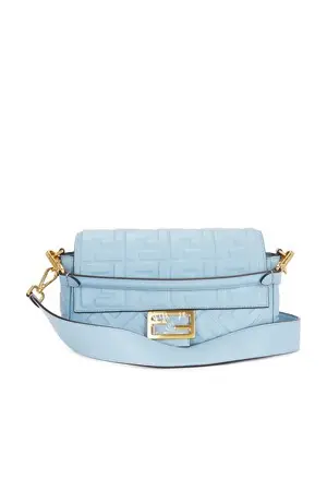 Fendi Ff Embossed Midi Chain Baguette Shoulder Bag - Blue