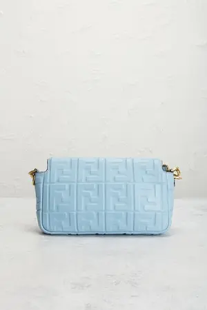 Fendi Ff Embossed Midi Chain Baguette Shoulder Bag