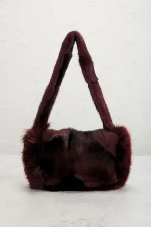Fendi Fur Shoulder Bag In Wine