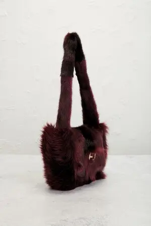 Fendi Fur Shoulder Bag In Wine