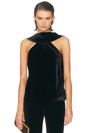 Simkhai Velvet Scarlette Cape Top - Black