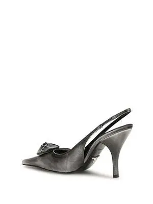 Prada Floral-detail Leather Slingback Pumps