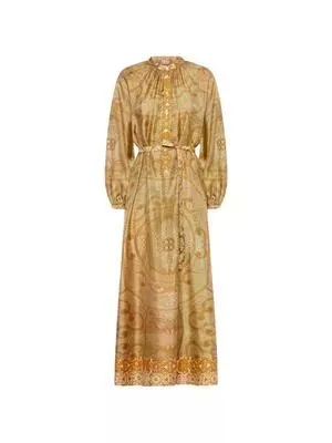 PIERRE-LOUIS MASCIA Aloe Paisley-print Maxi Dress - Neutrals