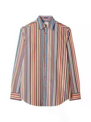 Paul Smith Regular-fit 'signature Stripe' Poplin Shirt - Neutrals