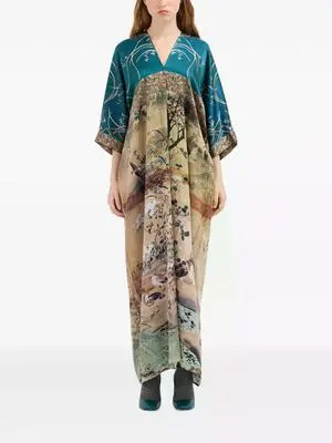 PIERRE-LOUIS MASCIA Landscape-print Silk Maxi Dress - Neutrals
