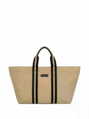 PSOPHIA Logo-patch Striped-trim Tote Bag - Neutrals