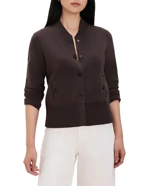 NIC+ZOE Knit Snap Front Bomber Jacket - Java