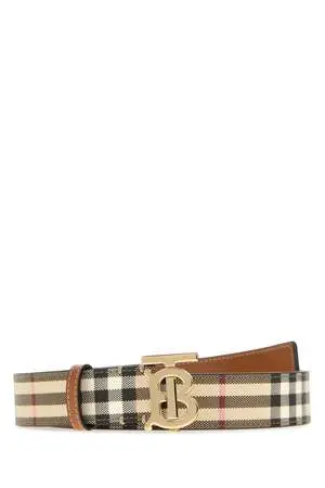 Burberry Tb Check Printed Canvas Belt - Checked