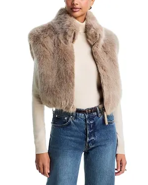 MILLY Elinor Faux Fur Vest - Grey