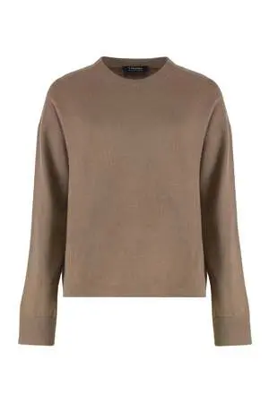 Max Mara Boxy Wool-cashmere Sweater With Ribbed Detail - Mud