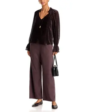 Velvet By Graham & Spencer Aliza08 High Rise Wide Leg Pants - Mole Brown