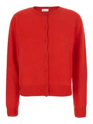 SOLOCASCMIR High Neck Jersey Pull With Long Sleeves - Red