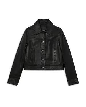 REISS Callie Leather Trucker Jacket
