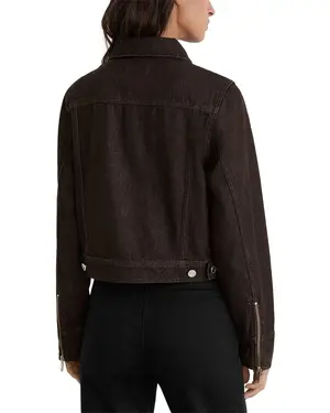 REISS Lotta Cotton Cropped Denim Jacket