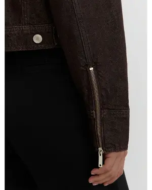 REISS Lotta Cotton Cropped Denim Jacket