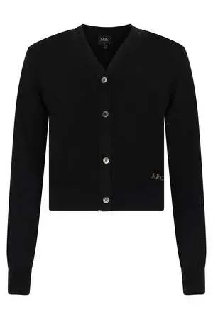 A.P.C. A. P.c. Black Cotton Crop Cardigan With Button Front