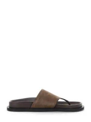 A.emery Imara Suede Flip-flop Sandals With Contoured Footbed And Rubber Sole - Brown