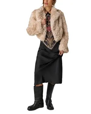 Free People Supernova Cropped Faux Fur Jacket - Ivory Combo