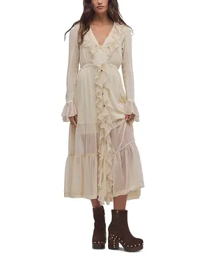 Free People Isla Ruffle Front Midi Dress - Tea