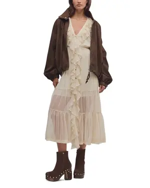 Free People Isla Ruffle Front Midi Dress