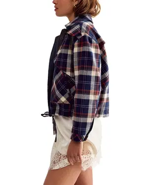 Free People Morant Bay Plaid Zip Front Jacket