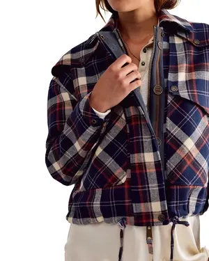 Free People Morant Bay Plaid Zip Front Jacket