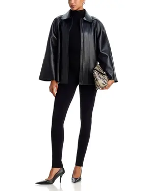 Norma Kamali Faux Leather Zip Front Jacket
