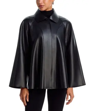 Norma Kamali Faux Leather Zip Front Jacket