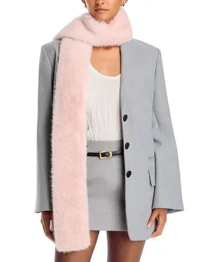 Aqua Faux Fur Skinny Scarf - Exclusive Blush