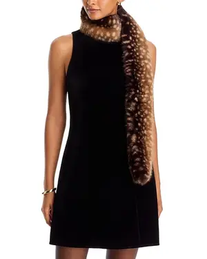 Aqua Faux Fur Skinny Scarf - Exclusive Deer