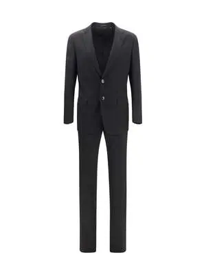 Giorgio Armani Linea Soft Single Breasted Suit In Virgin Wool - Black
