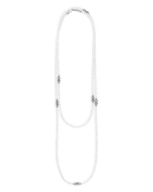 Lagos Sterling Signature Caviar White Agate Station Necklace, 34 - Silver
