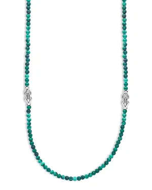 Lagos Sterling Signature Caviar Malachite Station Necklace, 34 - Silver