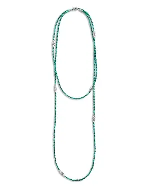 Lagos Sterling Signature Caviar Malachite Station Necklace, 34