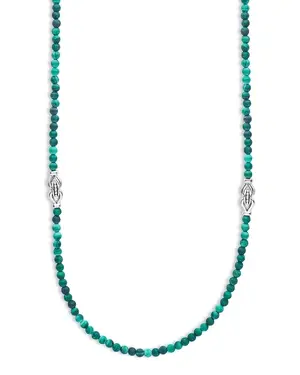 Lagos Sterling Signature Caviar Malachite Station Necklace, 34