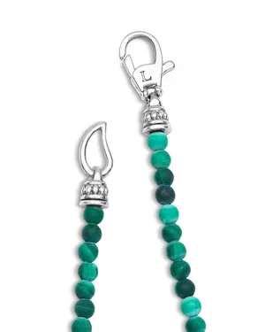 Lagos Sterling Signature Caviar Malachite Station Necklace, 34