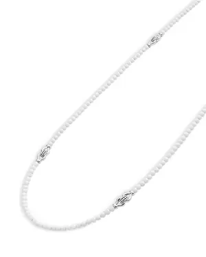 Lagos Sterling Signature Caviar White Agate Station Necklace, 18