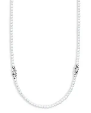 Lagos Sterling Signature Caviar White Agate Station Necklace, 18