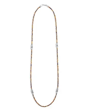 Lagos Sterling Signature Caviar Tiger Eye Station Necklace, 18 - Silver