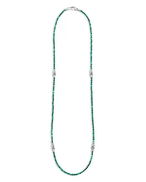 Lagos Sterling Signature Caviar Malachite Station Necklace, 18