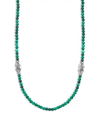 Lagos Sterling Signature Caviar Malachite Station Necklace, 18